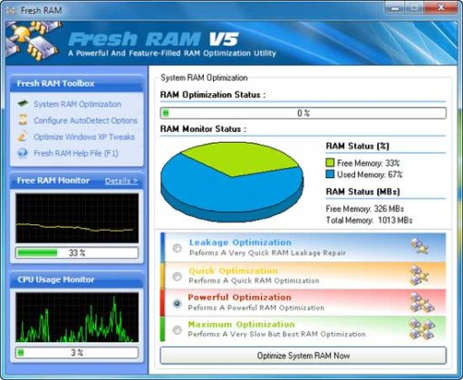 Memory optimization software Fresh RAM