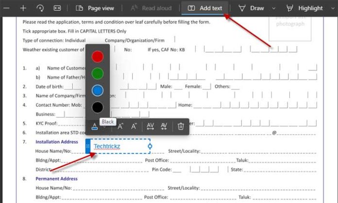 Microsoft Edge: How to Add Text to PDF Documents Using it - Techtrickz