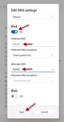 How to Change DNS Servers (IPv4/IPv6) on Windows 11 PC - Techtrickz