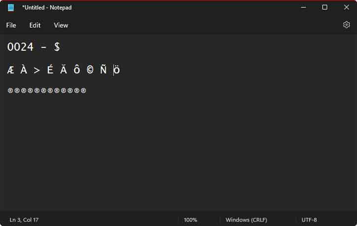 Enter Unicode Characters In Notepad Using Alt X And Character Map Tool 