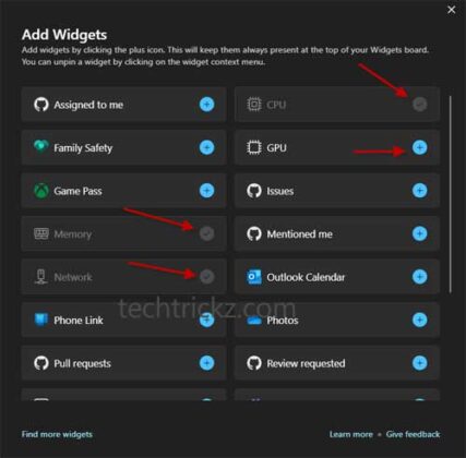 How to Add CPU, GPU, RAM and NIC Cards on Windows 11 Widget Board - Techtrickz