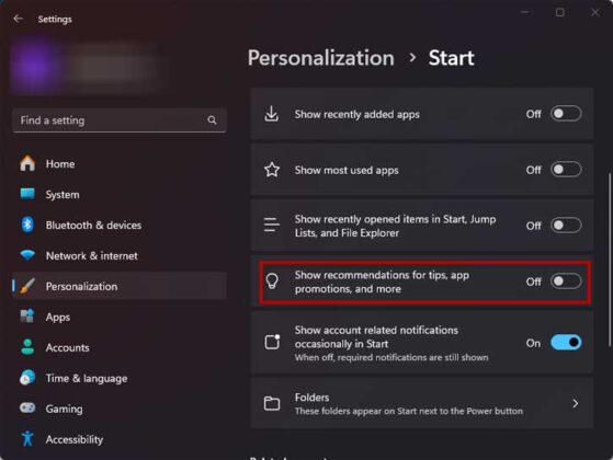 How to Disable Ads on Windows 11 Start Menu - Techtrickz
