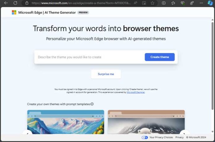 How to Generate Custom Themes Using Microsoft Edge AI Theme Generator ...